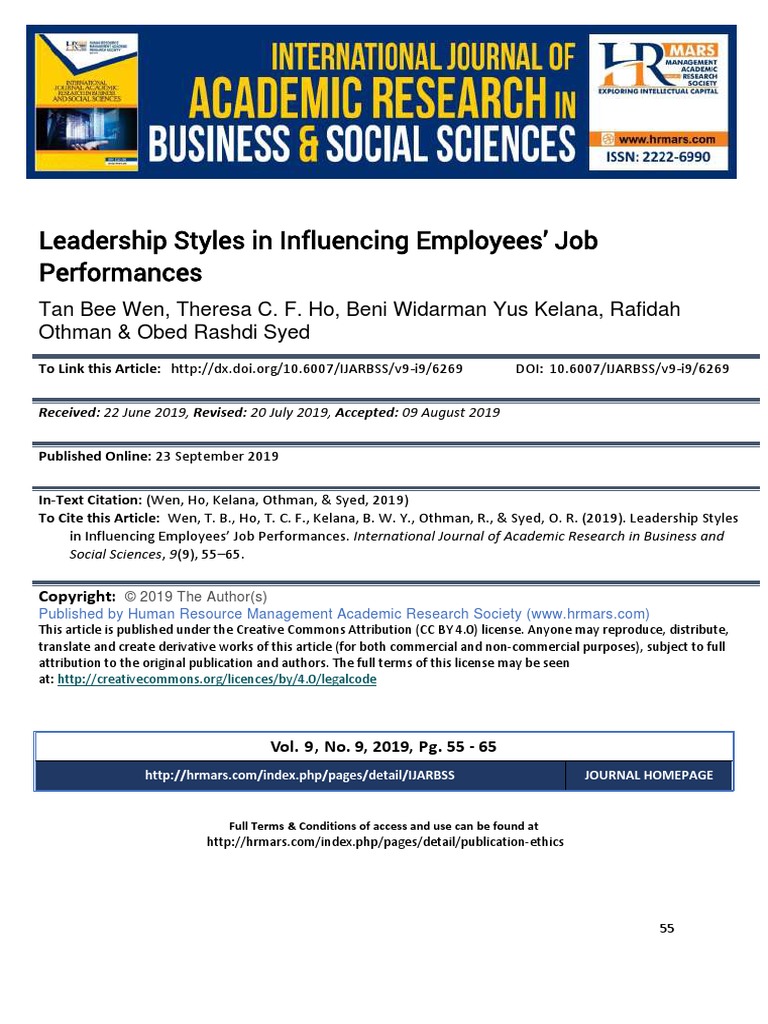 Leadership Styles in Influencing Employees' Job Performances | PDF ...