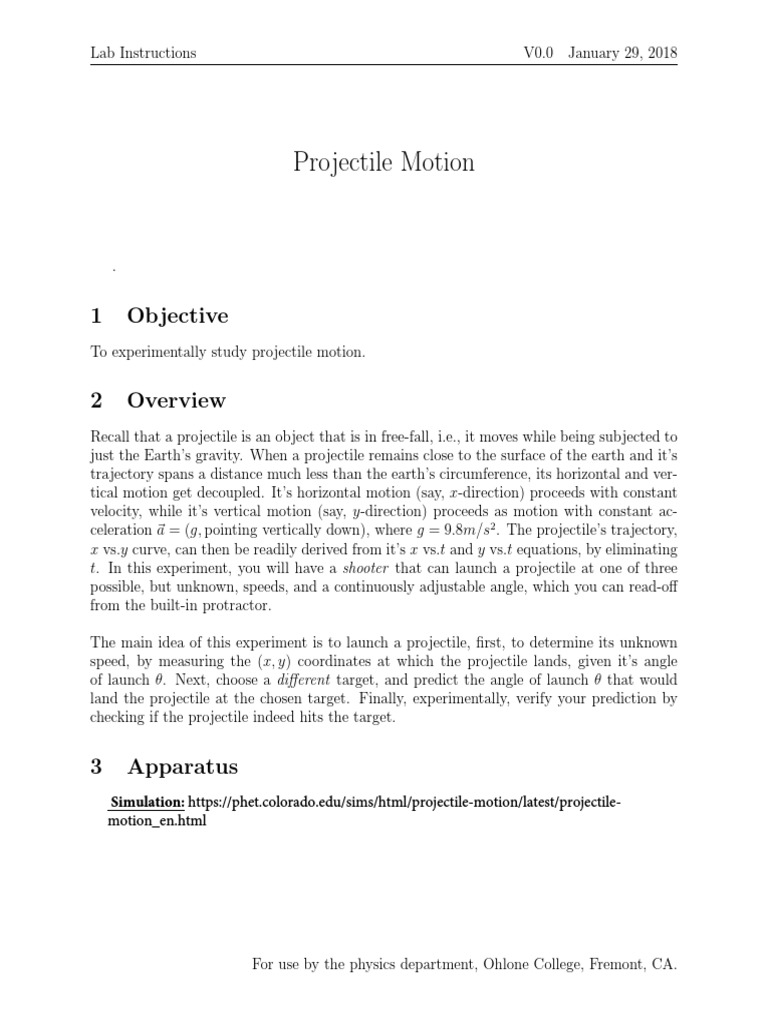Projectile - Motion - Online Version (2020) PDF | PDF | Trajectory ...