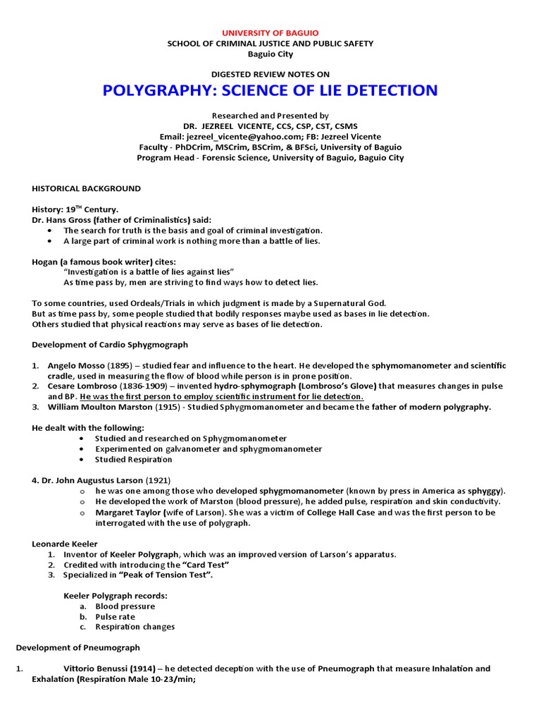 Polygraphy: Science of Lie Detection | PDF | Daubert Standard | Daubert V. Merrell Dow ...