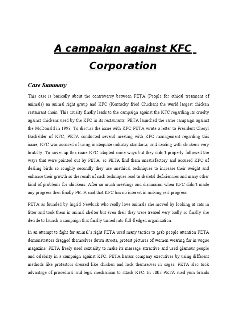 KFC Case | PDF | People For The Ethical Treatment Of Animals | Animal ...