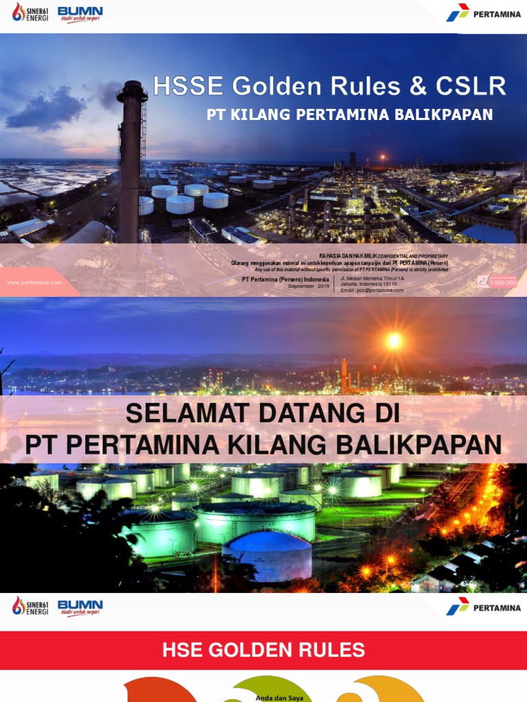 HSSE Golden Rules Pertamina Balikpapan | PDF