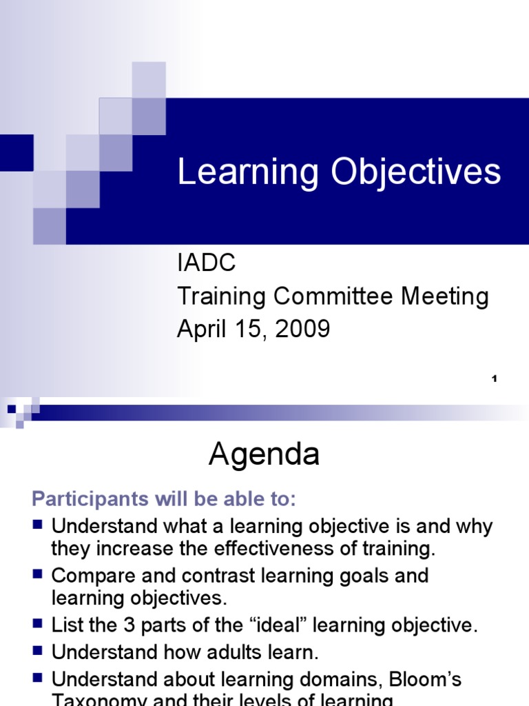 Learning Objectives | PDF | Learning | Cognition