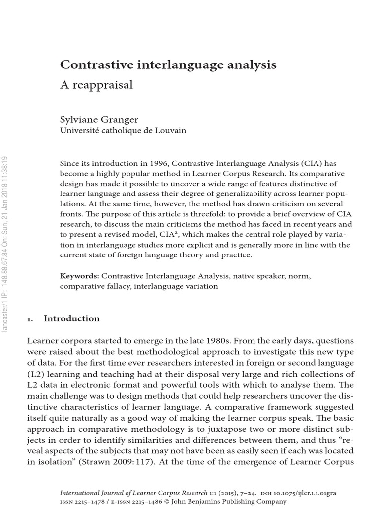 Contrastive Interlanguage Analysis | PDF | Second Language Acquisition | Second Language
