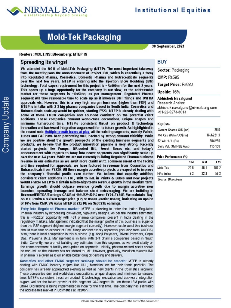 Mold-Tek Packaging: Spreading Its Wings! | PDF | Financial Analyst ...