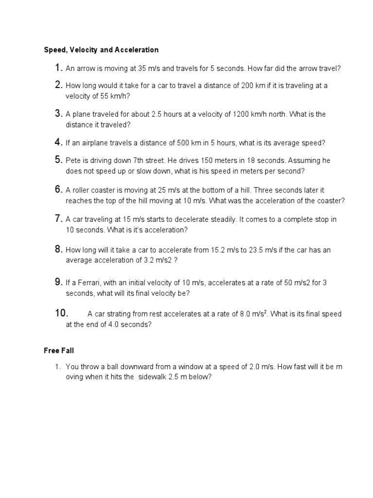 Understanding Speed, Velocity, and Acceleration | PDF | Speed ...