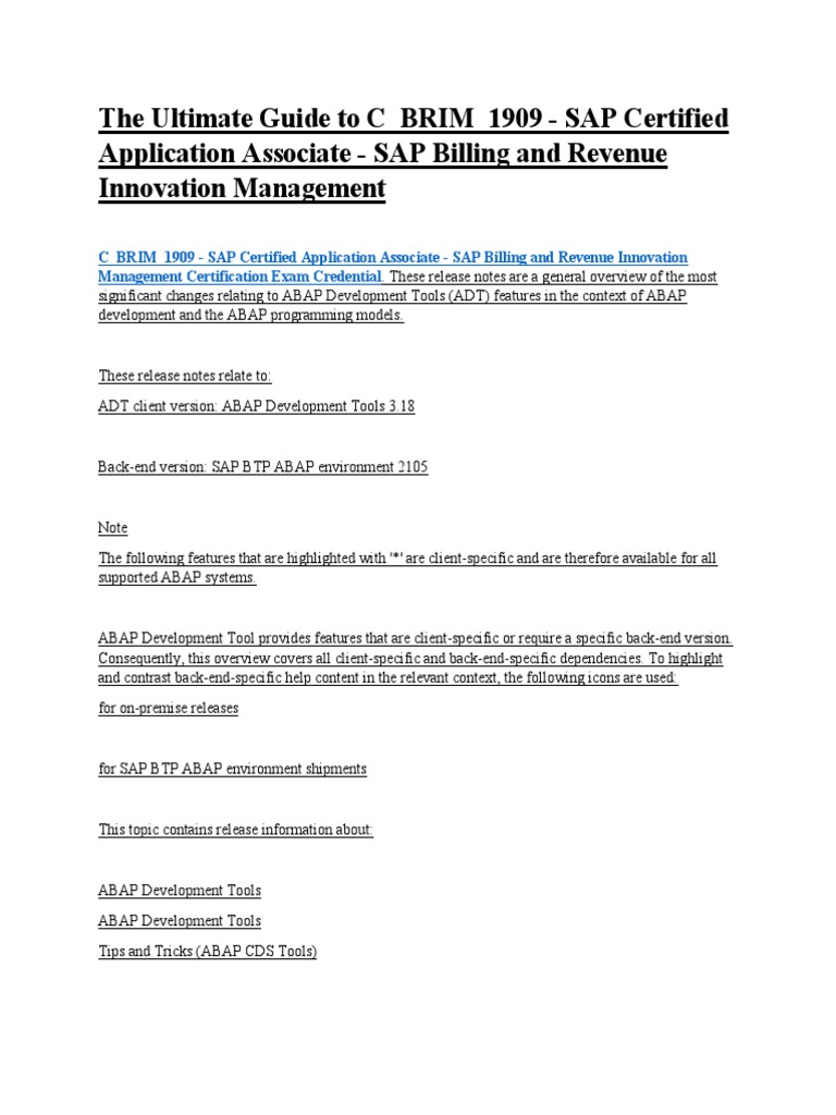 The Ultimate Guide To C - BRIM - 1909 - SAP Certified Application ...