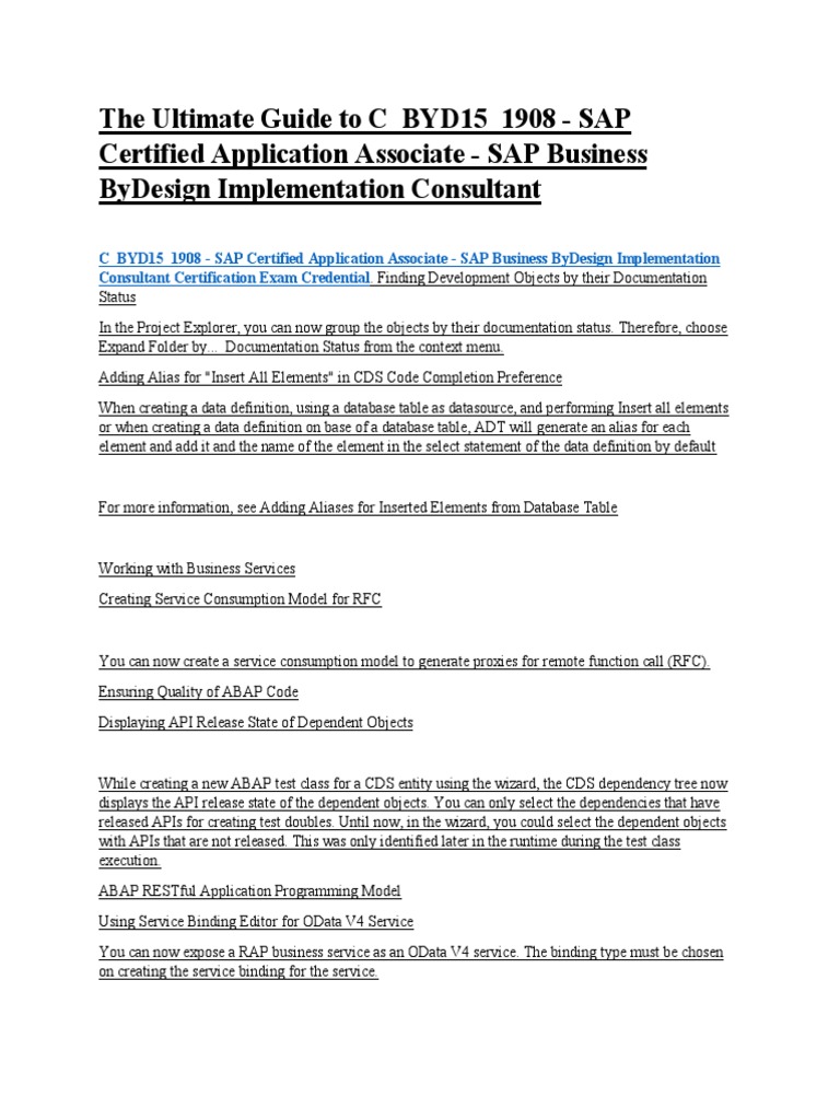 The Ultimate Guide To C - BYD15 - 1908 - SAP Certified Application Associate - SAP Business ...