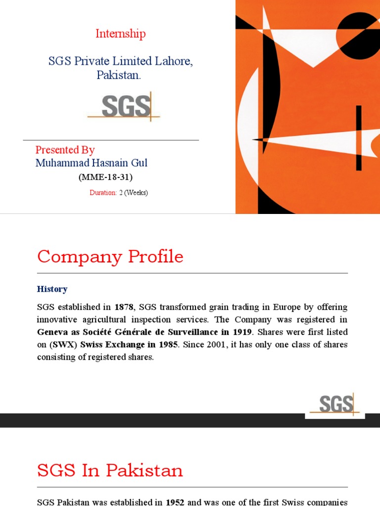 SGS Private Limited Lahore, Pakistan. (Internship) | PDF ...
