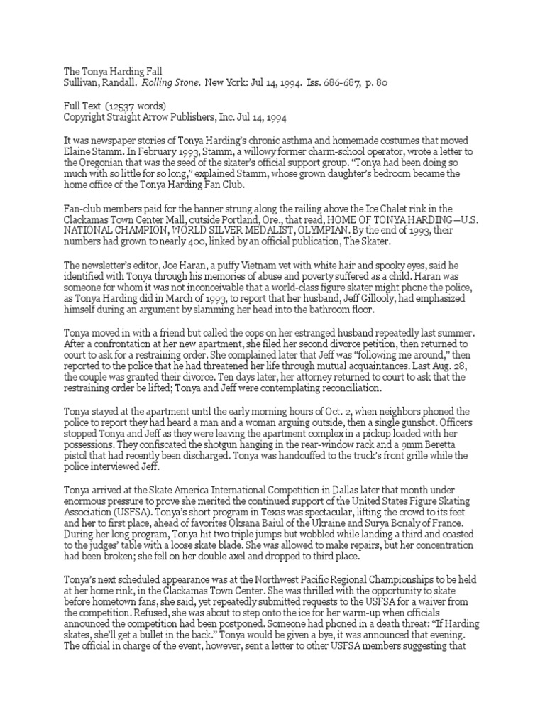 Tonya Harding Fall | PDF