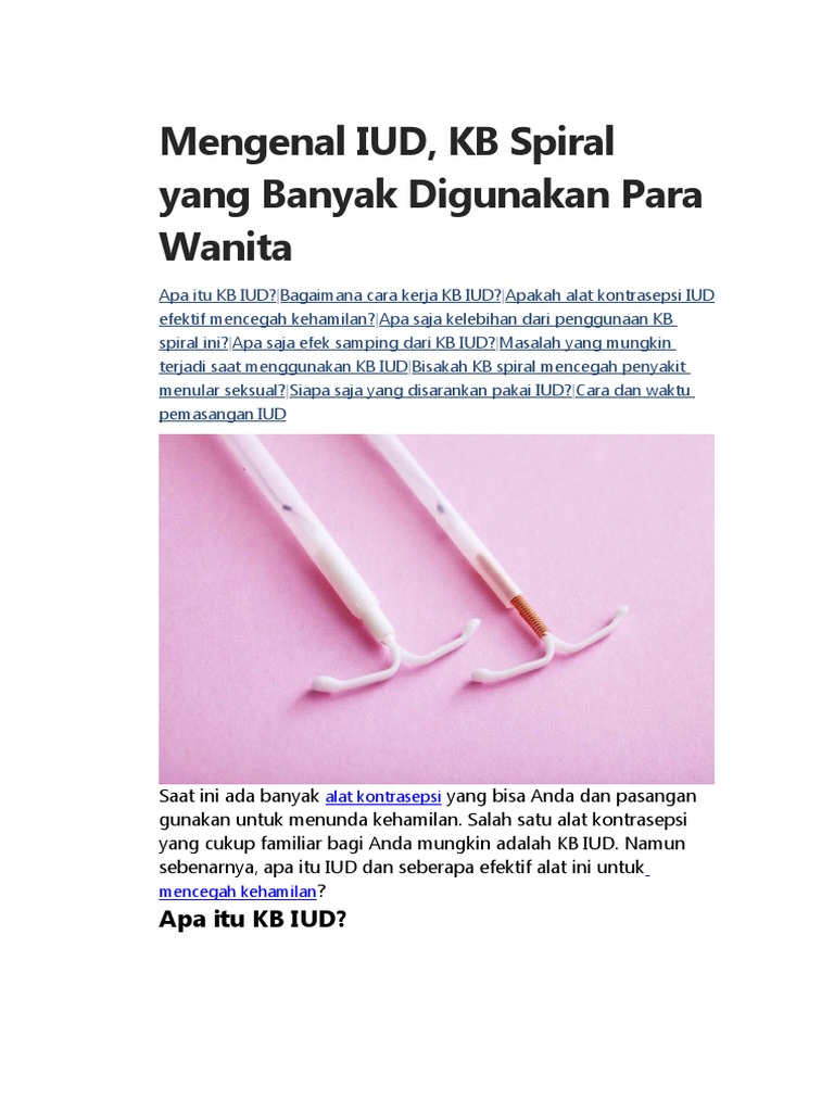 Kelebihan dan Jenis KB IUD Spiral | PDF