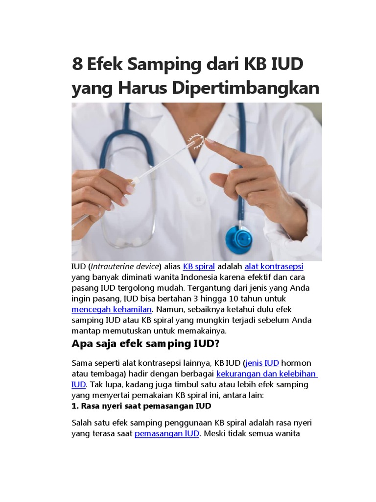 8 Efek Samping Dari KB IUD Yang Harus Dipertimbangkan | PDF