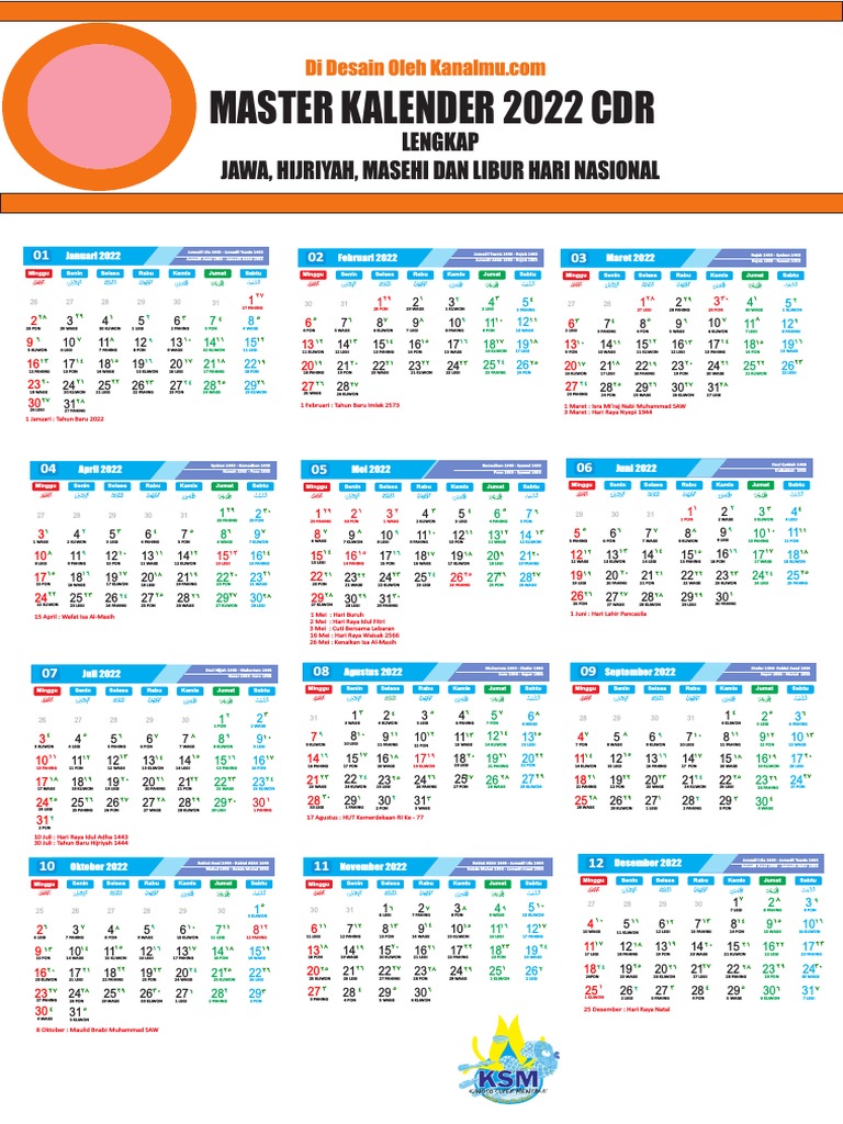 Master Kalender 2022 CDR: Lengkap Jawa, Hijriyah, Masehi Dan Libur Hari ...