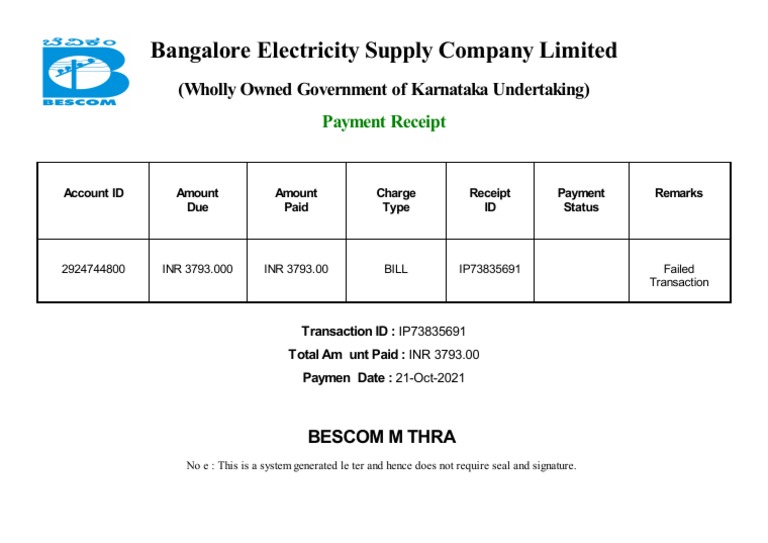 Bangalore Electricity Supply Company Limited: (Wholly Owned Government ...