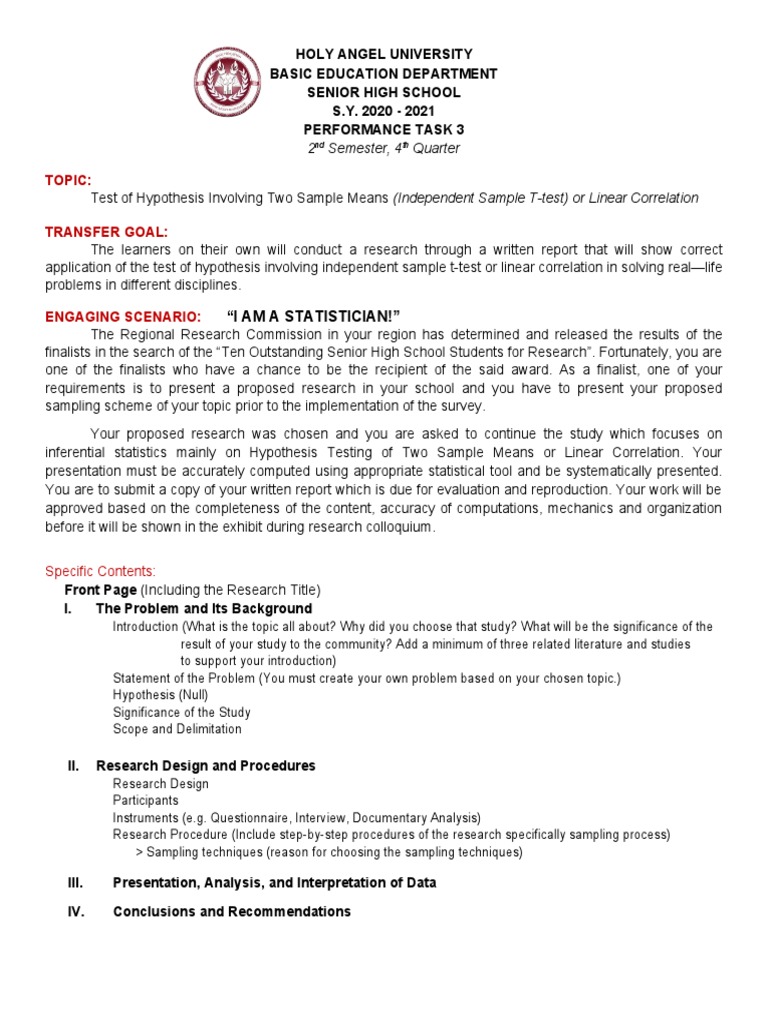 Statistics PETA Hypothesis | PDF | Statistical Hypothesis Testing ...
