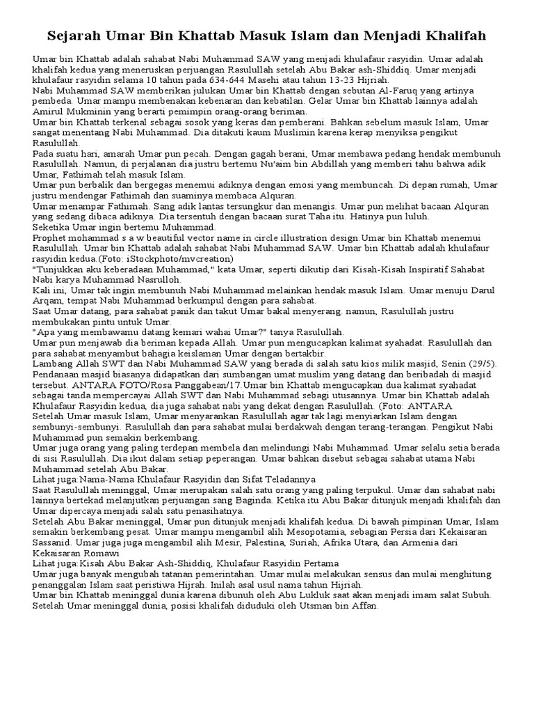 Sejarah Umar Bin Khattab Masuk Islam Dan Menjadi Khalifah Pdf