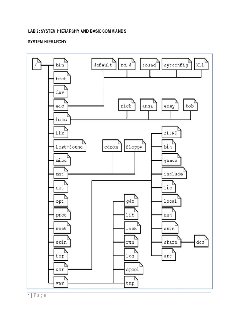 Lab 2.1 - System Hierarchy N Basic Commands | PDF | User (Computing) | Login