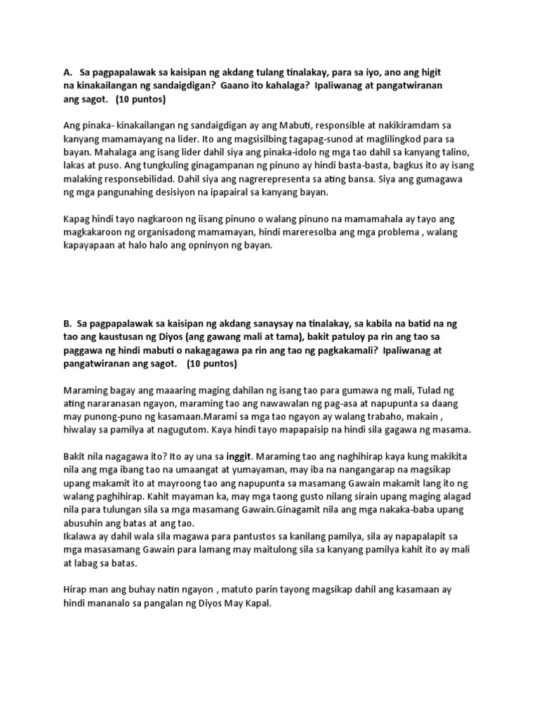 Pasulat Na Pagsusulit 2 | PDF