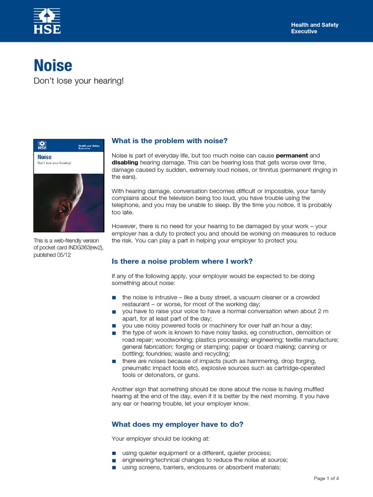 Noise: Don't Lose Your Hearing! | PDF | Noise | Safety