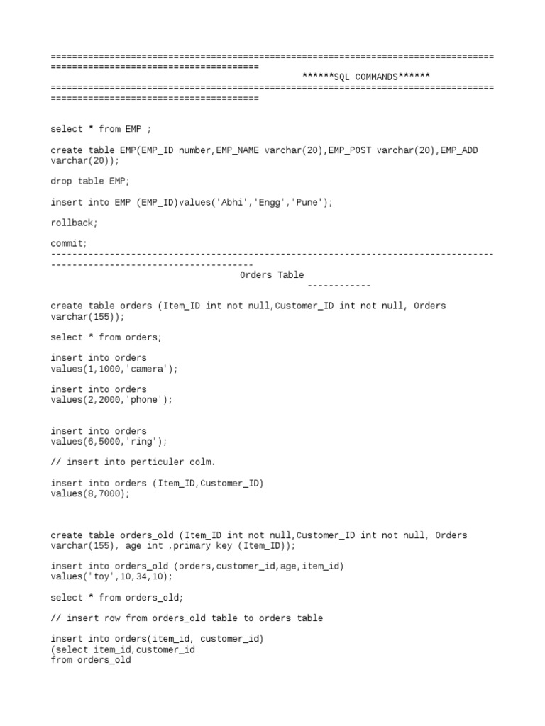 SQL Commands | PDF