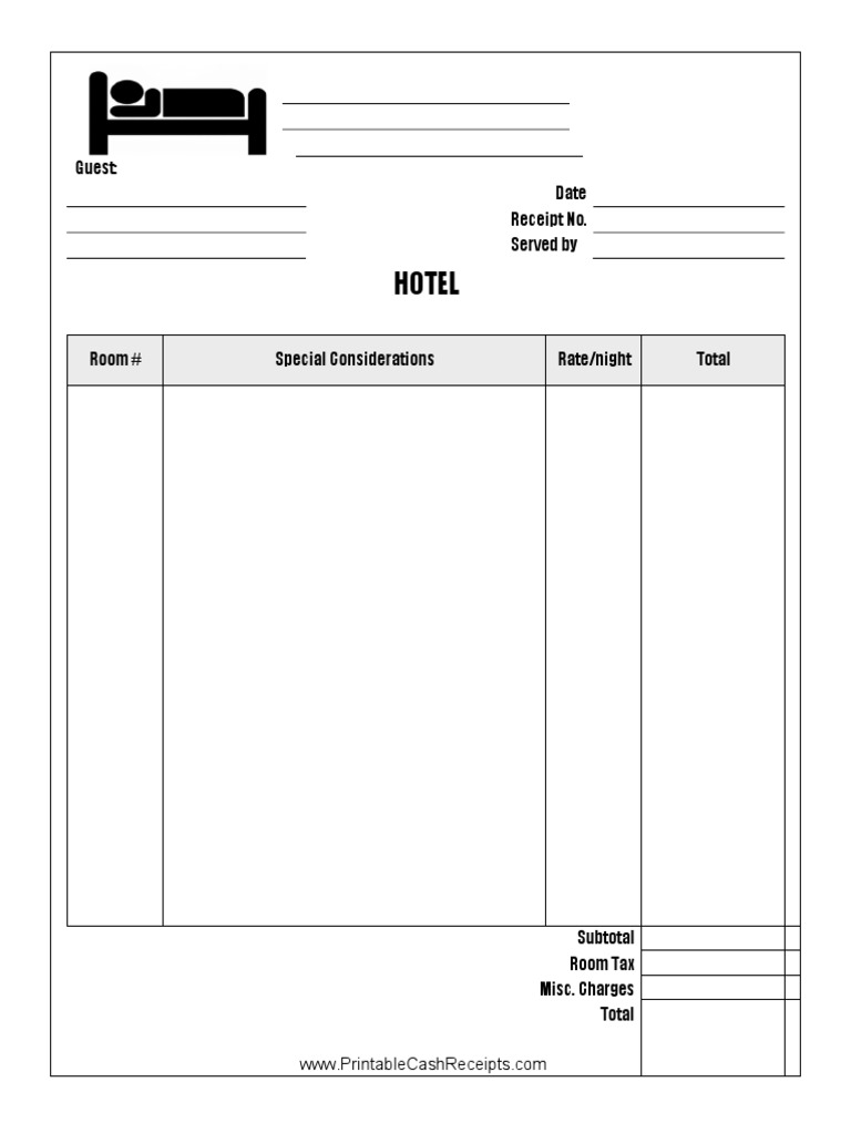 Free Hotel Receipt Template | PDF