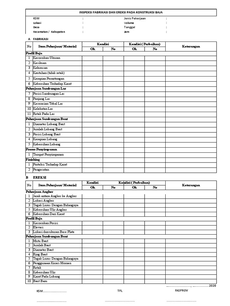 Checklist Baja | PDF