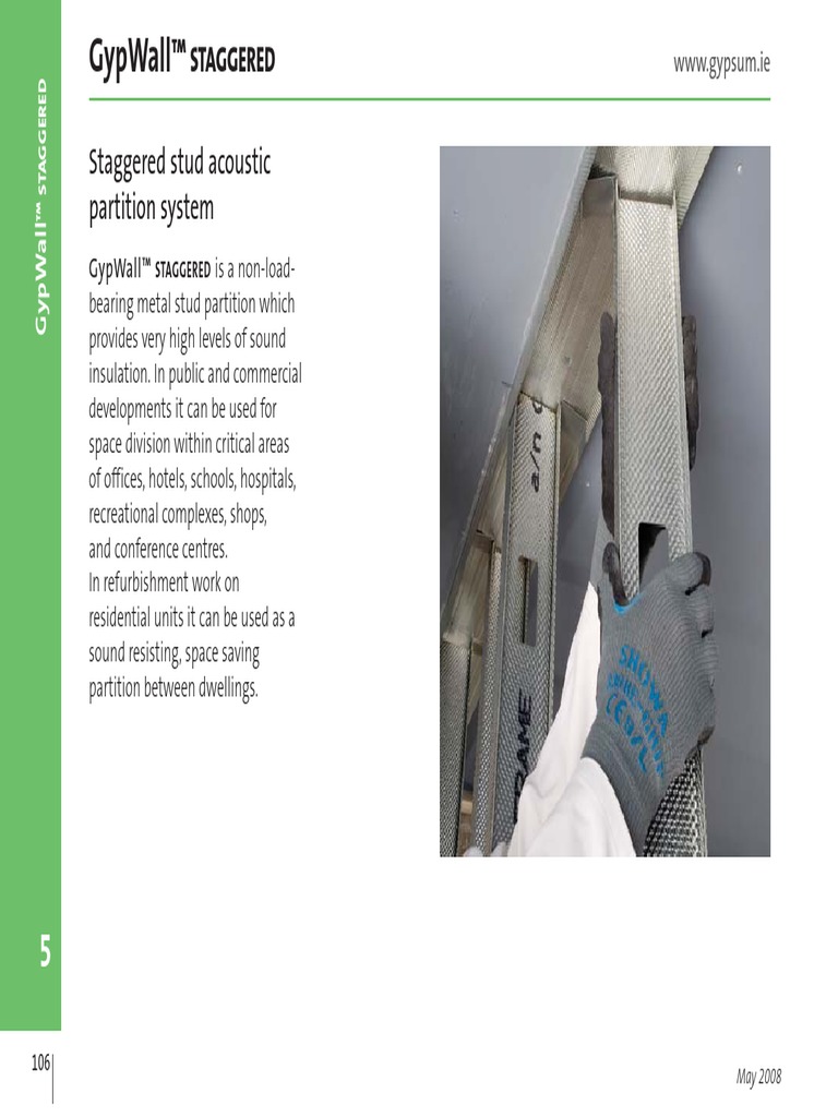 Gypwall™: Staggered Stud Acoustic Partition System | PDF | Drywall | Building Engineering