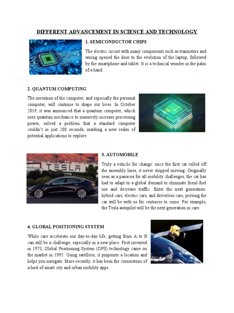 Different Advancement in Science and Technology: 1. Semiconductor Chips ...