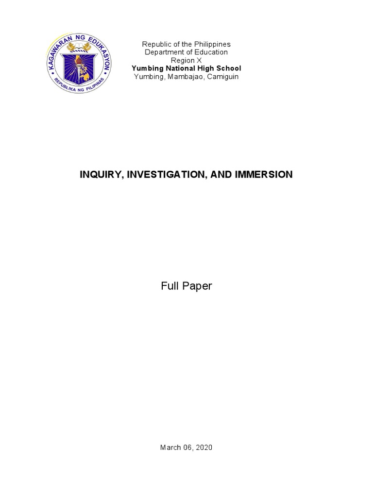 Inquiry, Investigation, and Immersion: Full Paper | PDF | Qualitative ...