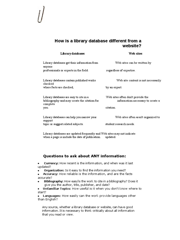 How Is A Library Databases Different From A Website | PDF | Libraries ...