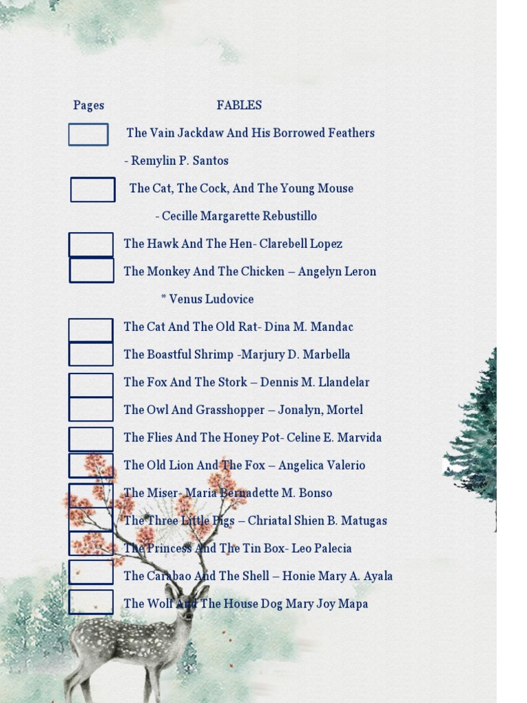 Fables Table | PDF | Zoology