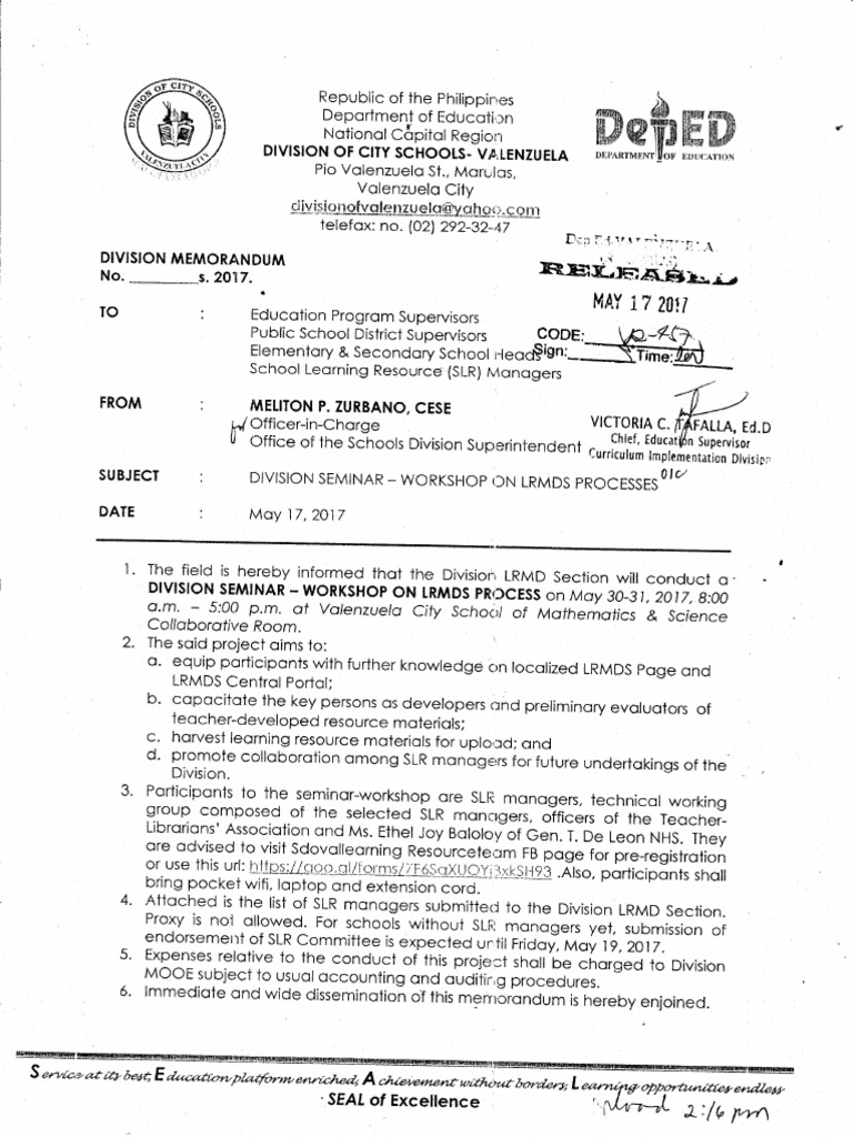 Division Seminr-Workshop On Lrmds Processes | PDF