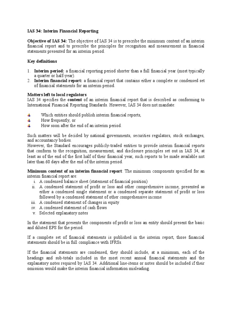 IAS 34 Interim Financial Reporting | PDF | Financial Statement ...