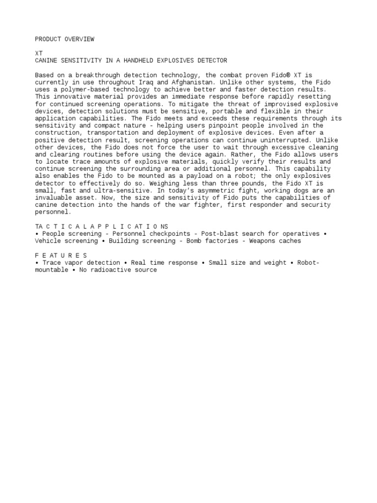 Fido XT | PDF | Usb | Improvised Explosive Device