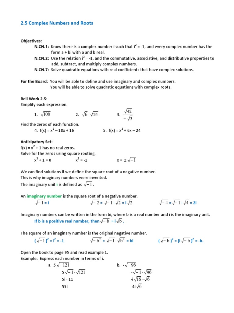 Imaginary Numbers and Roots | PDF | Complex Number | Numbers