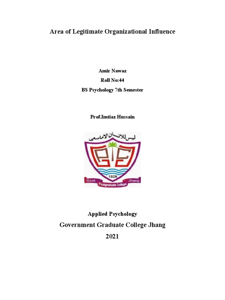 Area of Legitimate Organizational Influence | PDF | Legitimacy ...