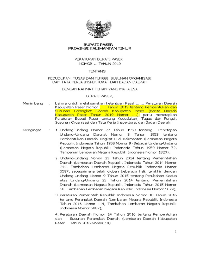 Perbup Sotk Badan & Inspektorat Ok2 | PDF