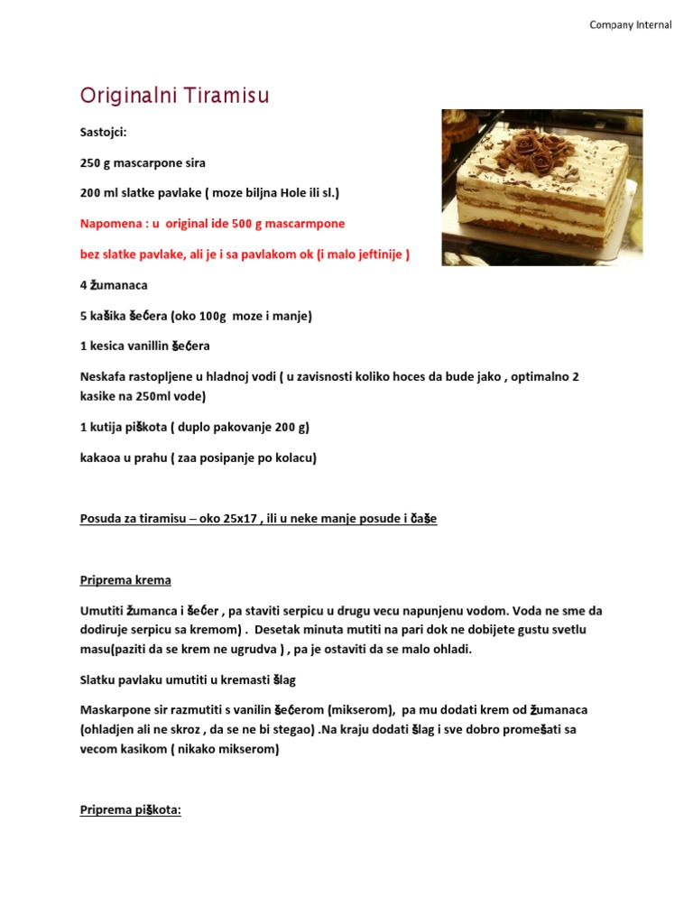Recept Originalo Tiramisu | PDF