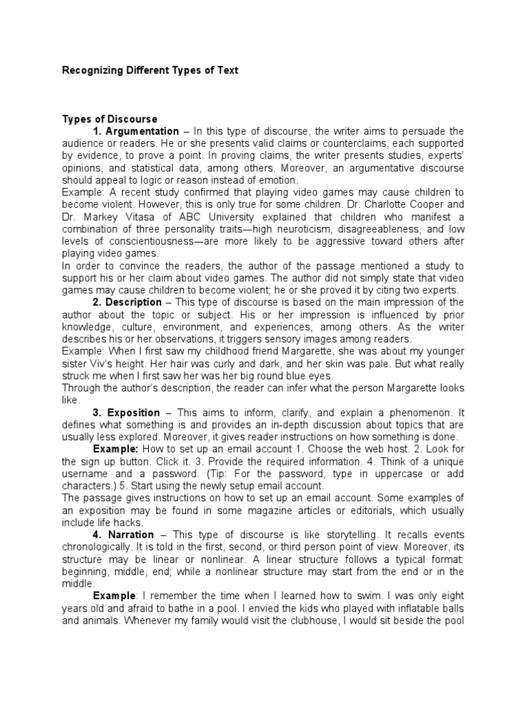 Recognizing Different Types of Text | PDF | Argument | Logic
