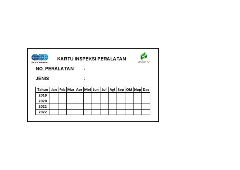 Kartu Inspeksi Peralatan | PDF
