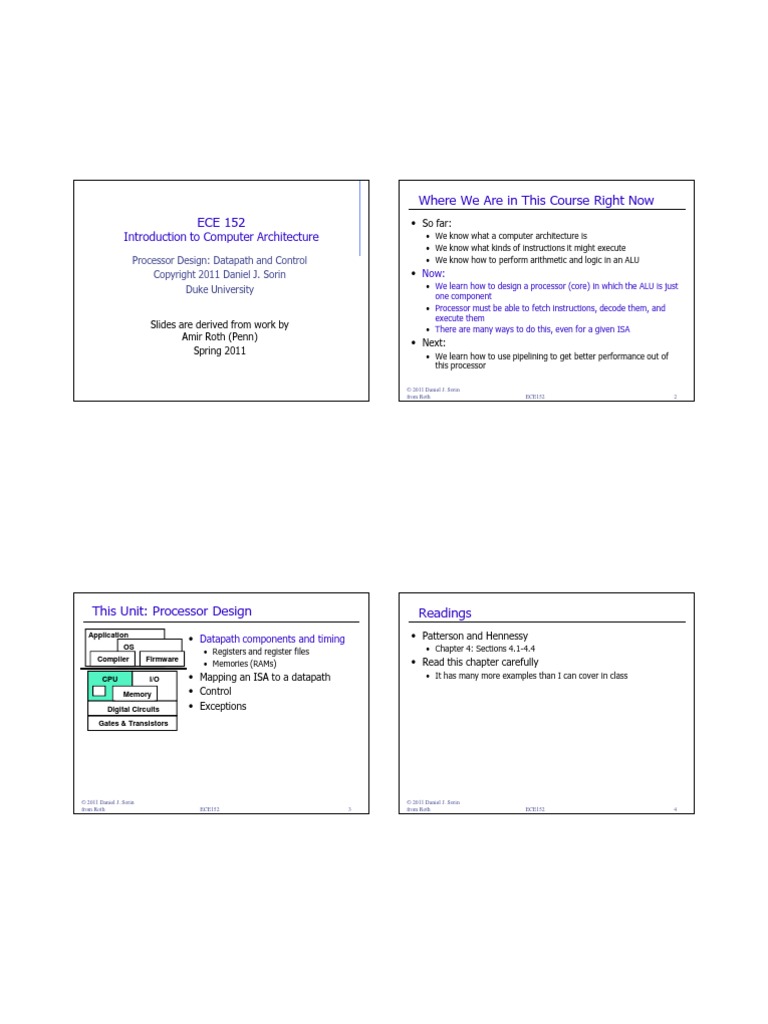 ECE 152 Where We Are in This Course Right Now: Introduction To Computer Architecture | PDF ...
