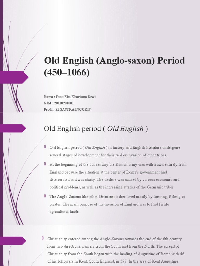 Old English (Anglo-Saxon) Period (450-1066) | PDF | Beowulf | Anglo ...