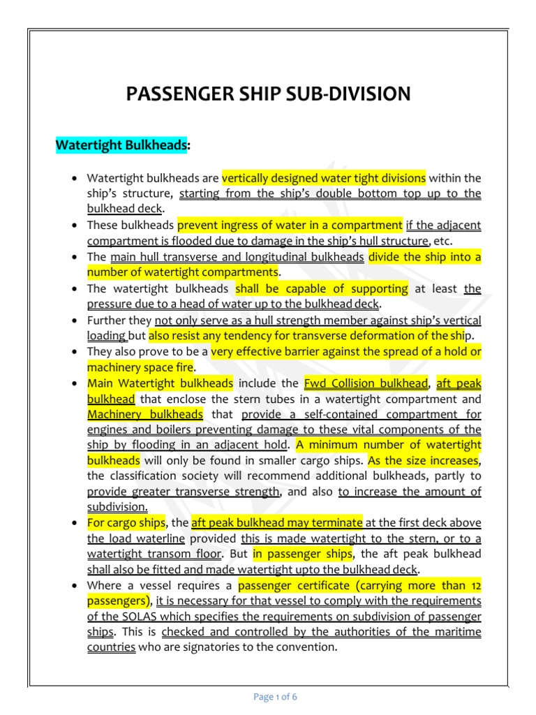 4.1 Passenger Ship Subdivision - 1-6pg | Download Free PDF | Ships ...