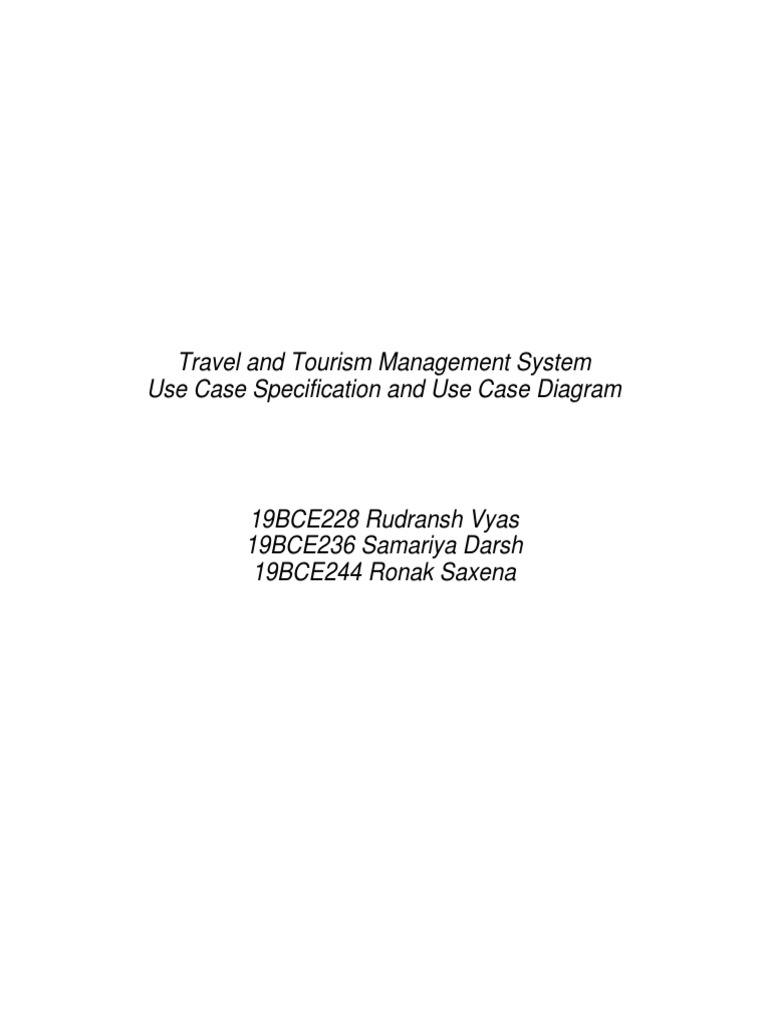 Travel and Tourism Management System Use Case Specification and Use ...