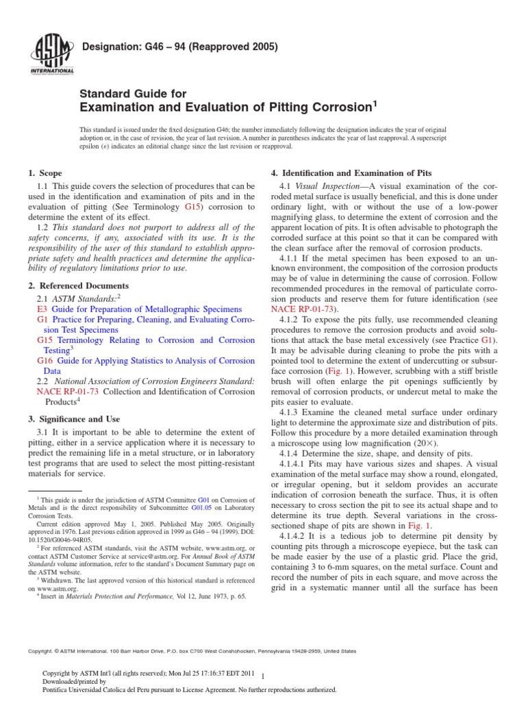 Astm G46 94 2005 | PDF | Corrosion | Statistics