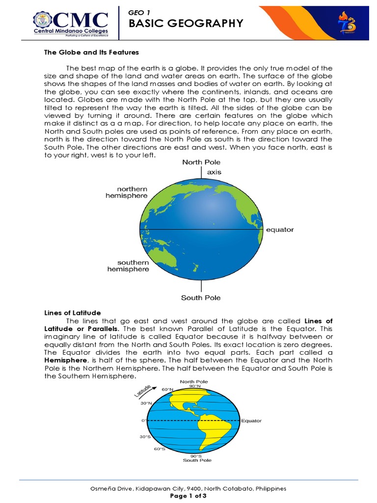 Basic Geography: The Globe and Its Features | PDF | Equator | Latitude