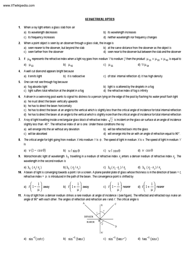 Geometrical Optics | PDF | Refraction | Reflection (Physics)