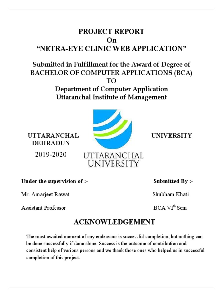 Project Report On "Netra-Eye Clinic Web Application" | PDF | World Wide ...