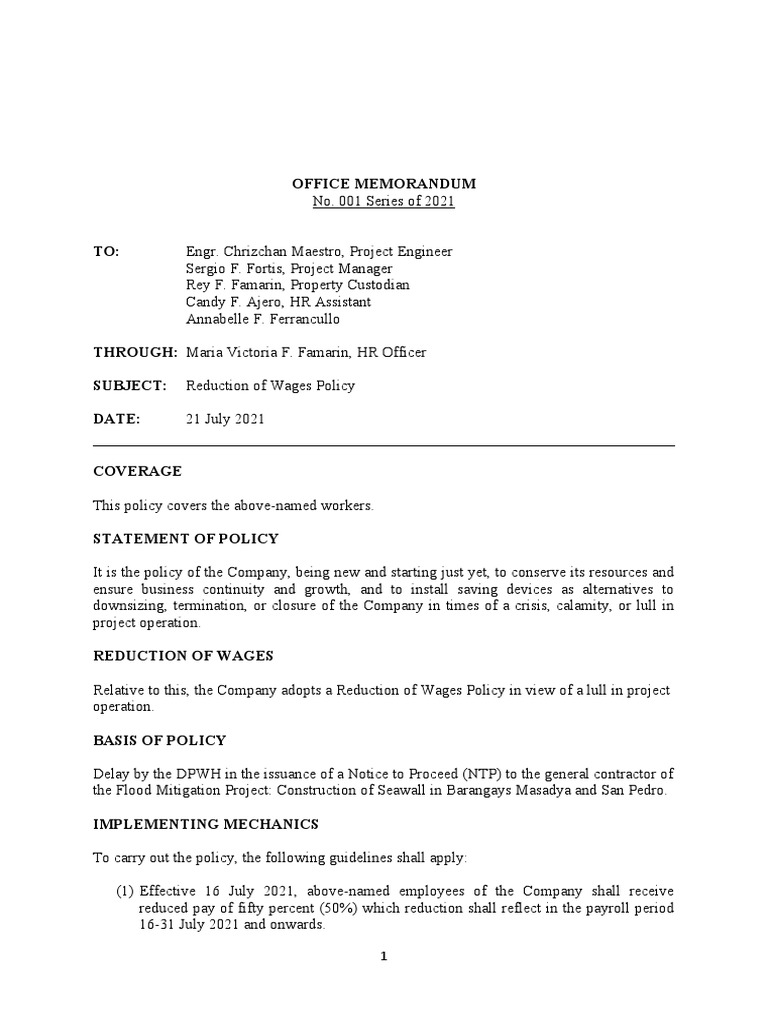 Office Memorandum 1 Series 2021 | PDF | Employment | Employee Relations