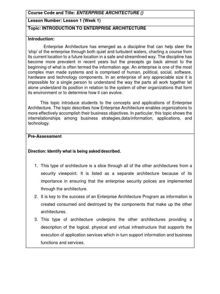 Enterprise Architecture | PDF | Enterprise Architecture | Design