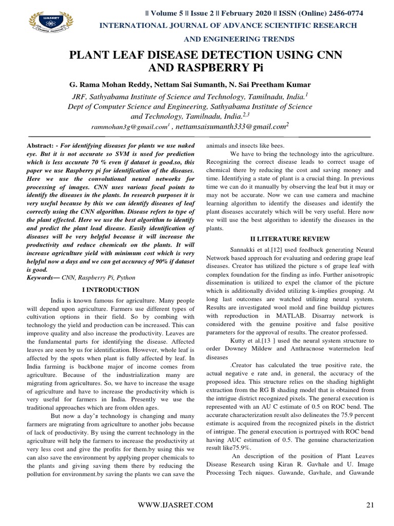 343 5.plant Leaf Disease Detection Using CNN and Raspberry Pi | PDF ...